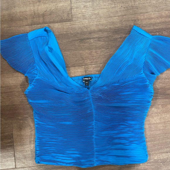 Tops | Blue Ruffle Blouse | Poshmark